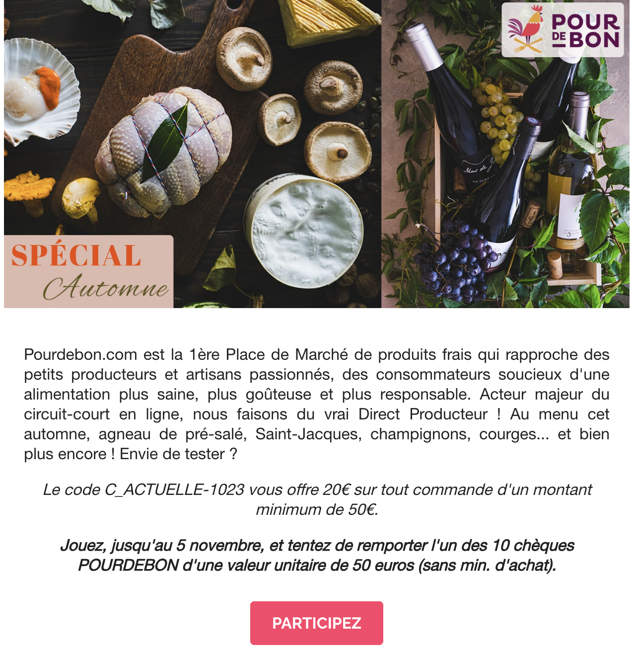 Jeu concours: 10 chèques alimentaires 'Pour de bon'